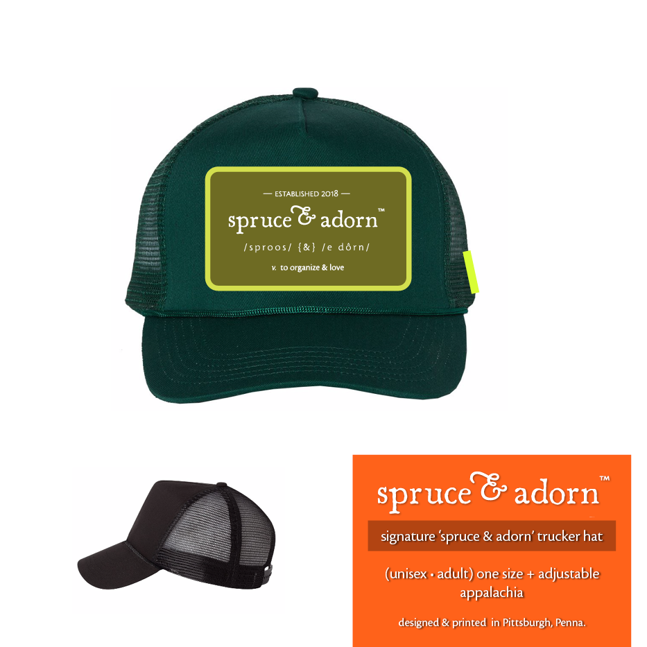 adult signature trucker hat : 'spruce & adorn' – spruce & adorn™